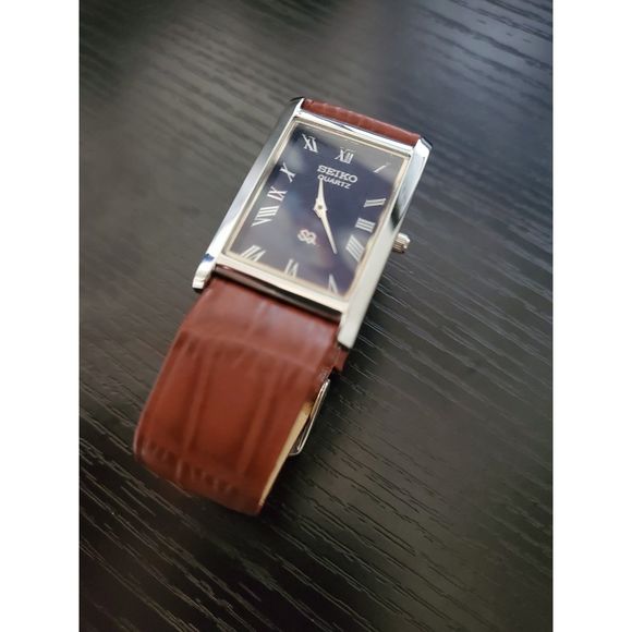 Seiko | Accessories | New Old Stock Rare Vintage Seiko Slim Tank Mens Leather Watch | Poshmark